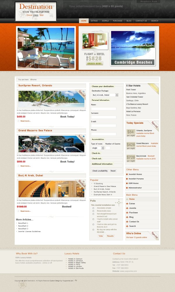 Destination - Joomla Travel Template